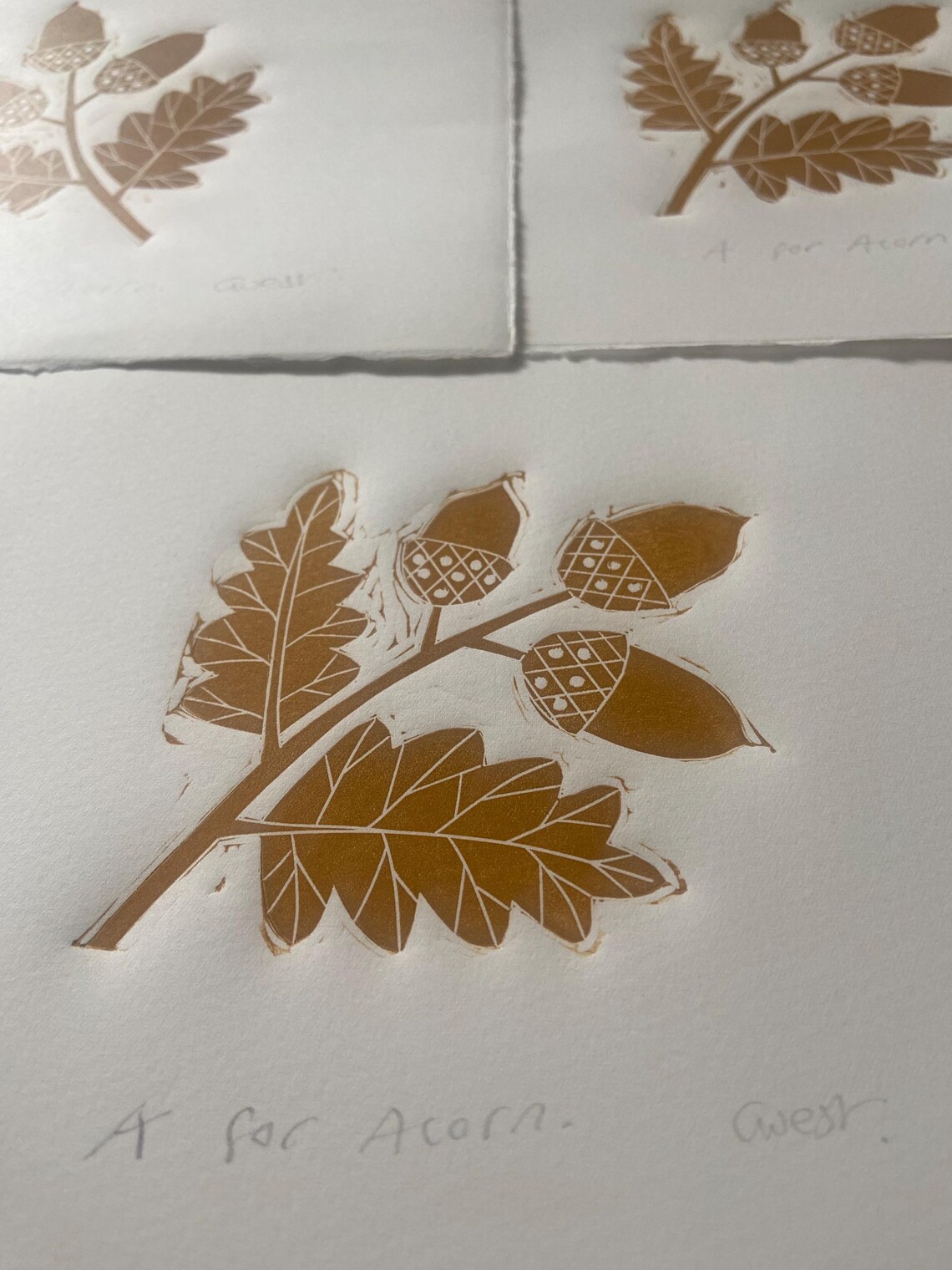 A for Acorn Handmade Linocut Artwork - Etsy