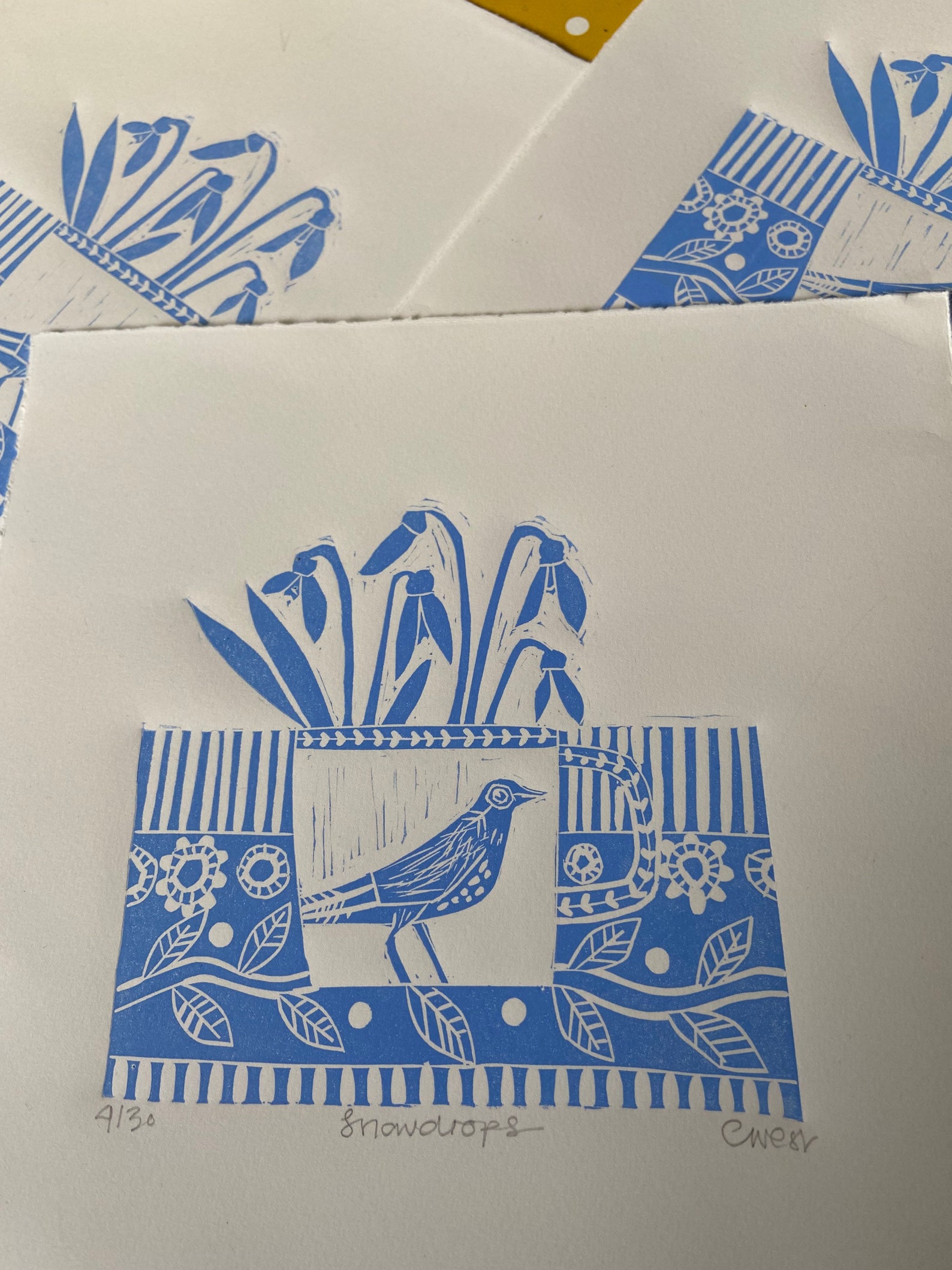 Snowdrops, Limited Edition Linocut Artwork. - Etsy