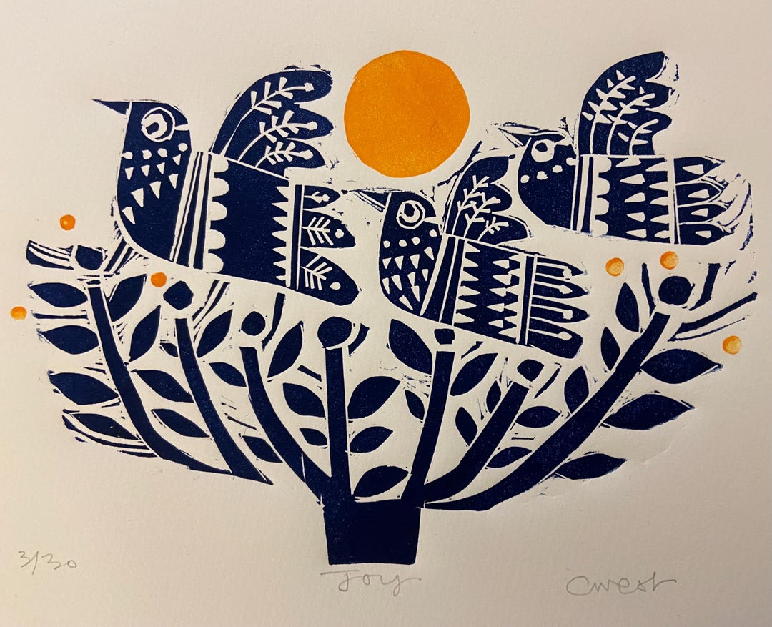 Joy Limited Edition Linocut Artwork - Etsy