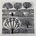 Burton Bushes Linocut, Lino Print, Relief Print - Etsy
