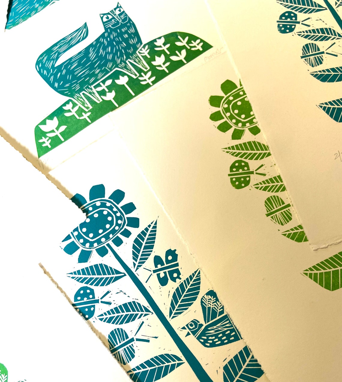 Hello Spring Limited Edition Linocut Flower Bird and | Etsy