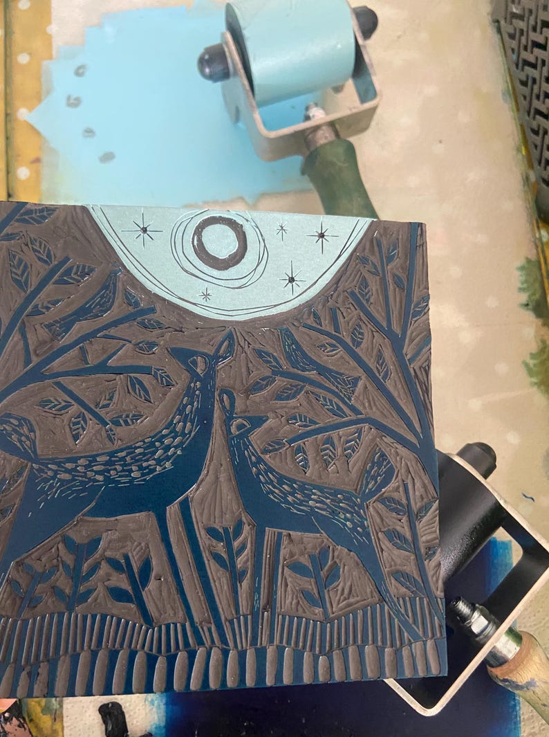 Moonlight, Limited Edition Linocut Artwork. - Etsy
