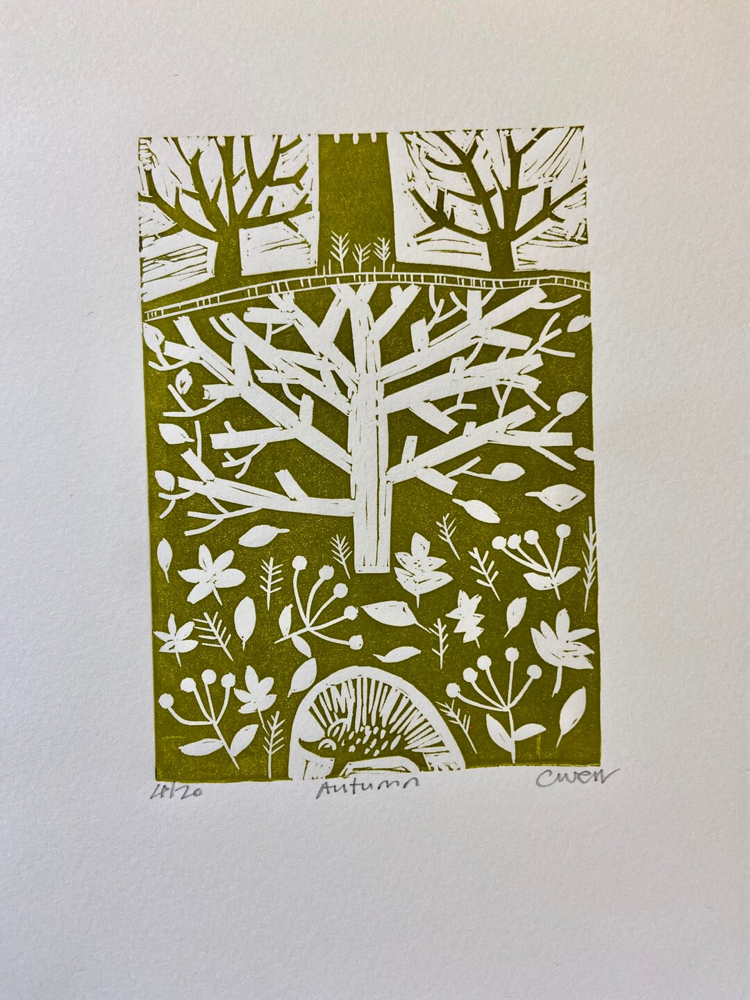 Autumn, Hedgehog, Linocut, Lino Print - Etsy