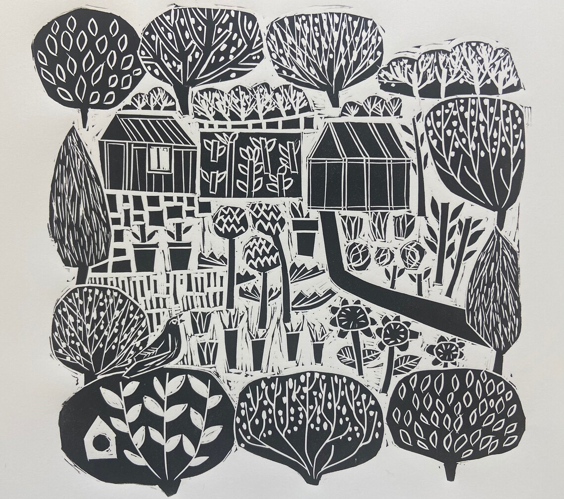 July Allotment Linocut, Lino Print - Etsy