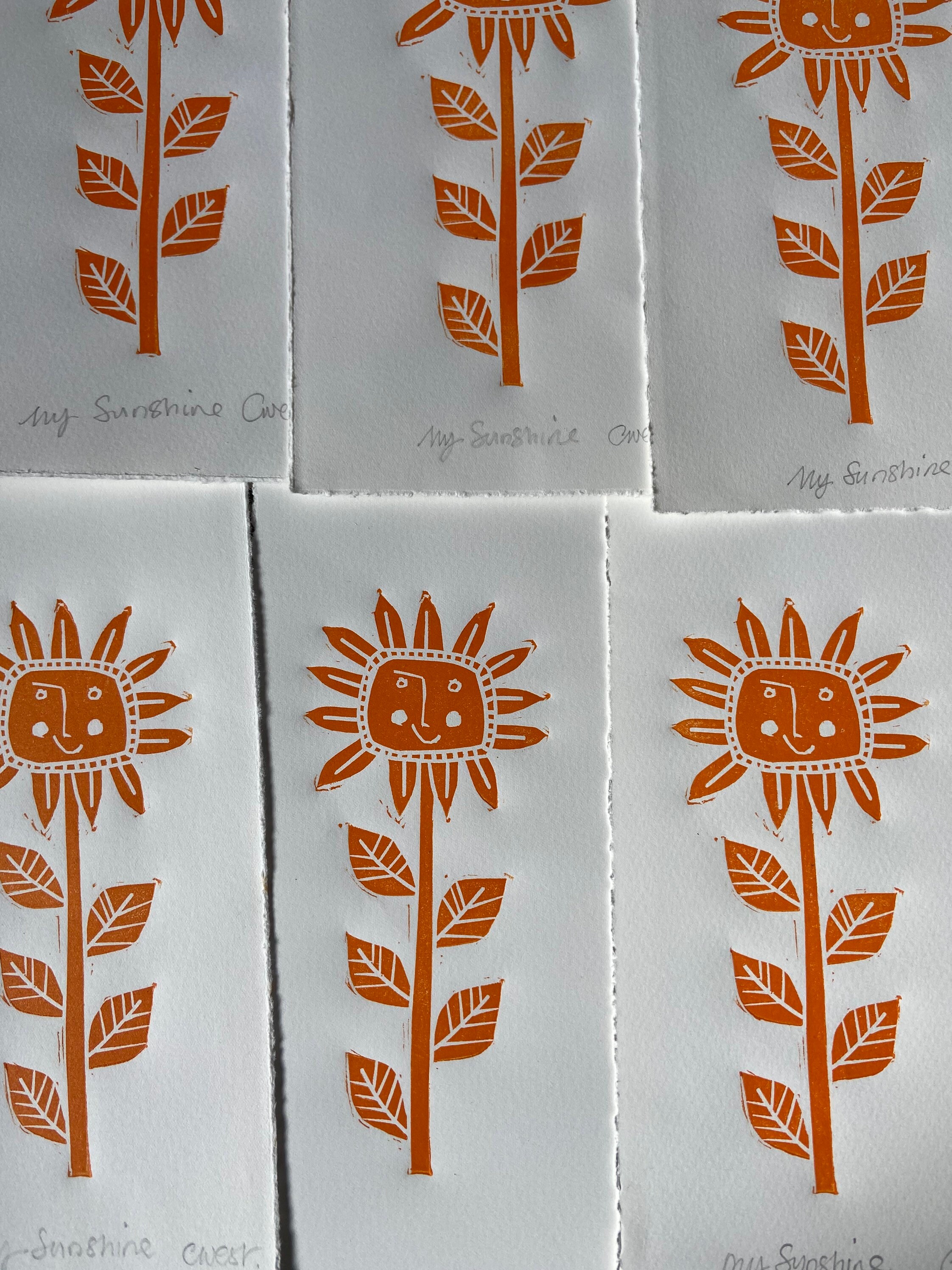 My Sunshine, Linocut, Relief Print - Etsy