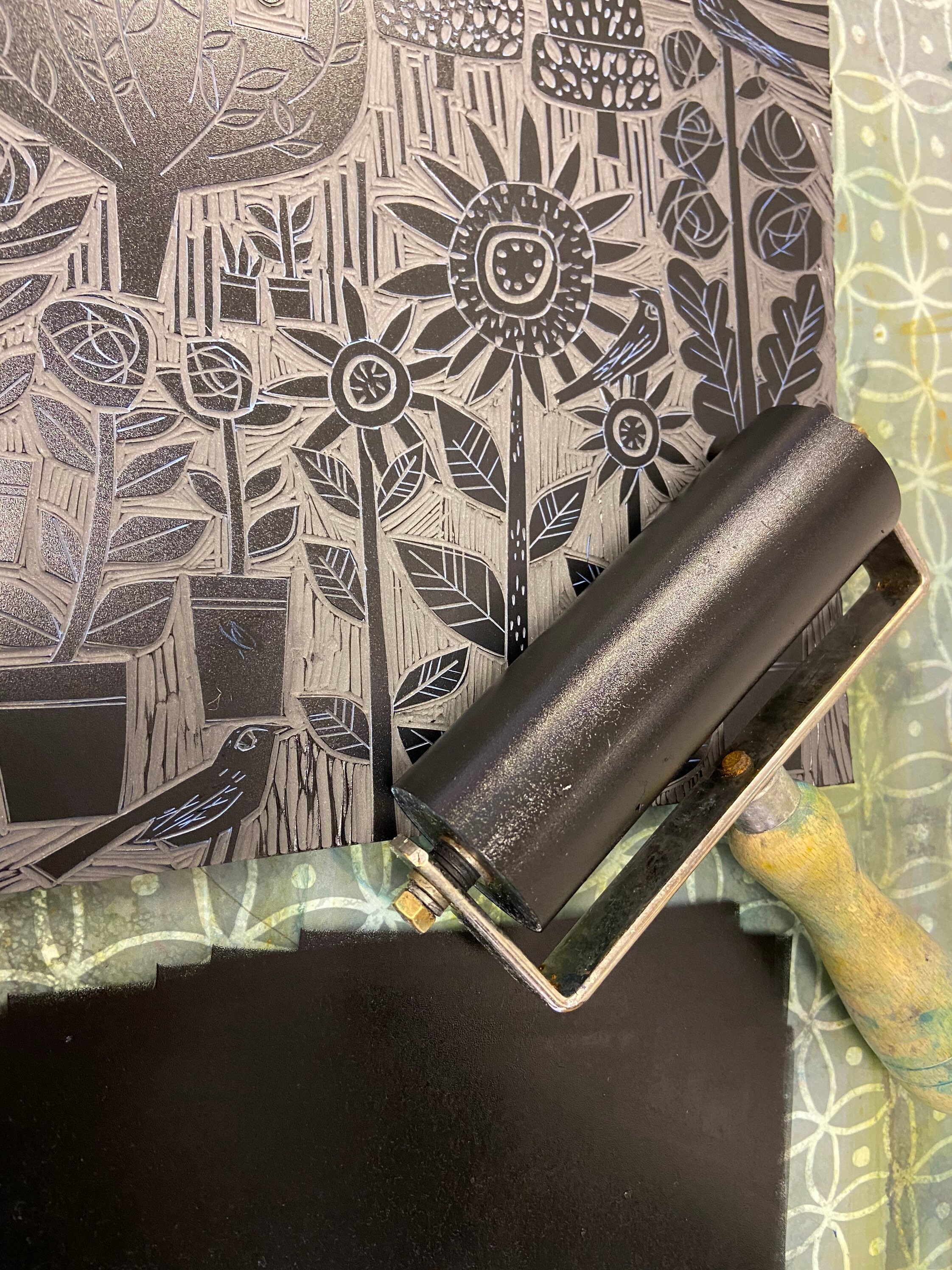 Plant pots linocut Lino print relief print | Etsy