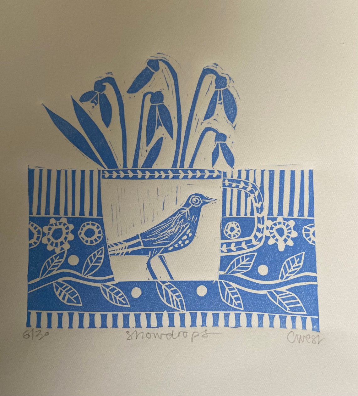 Snowdrops, Limited Edition Linocut Artwork. - Etsy