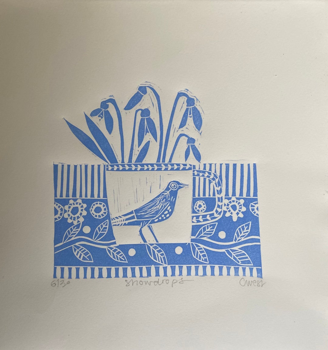 Snowdrops, Limited Edition Linocut Artwork. - Etsy