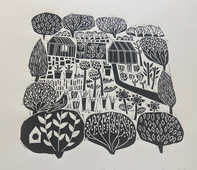 July Allotment Linocut, Lino Print - Etsy