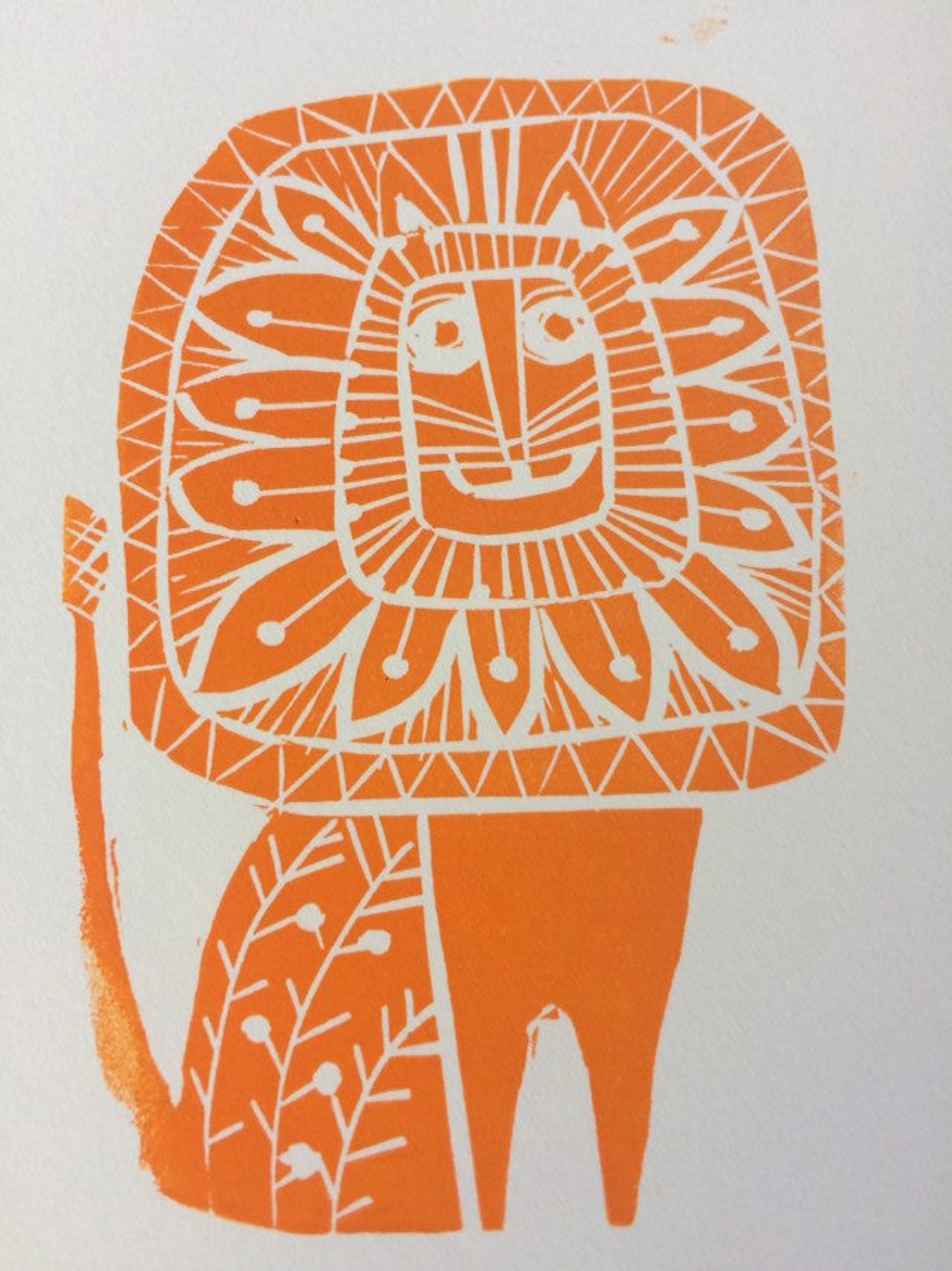 Lion Linocut Relief Print - Etsy