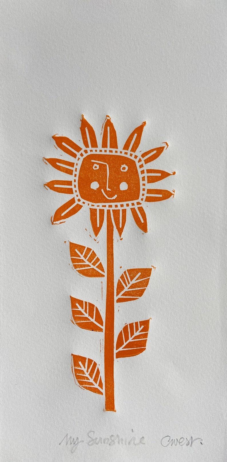 My Sunshine, Linocut, Relief Print - Etsy