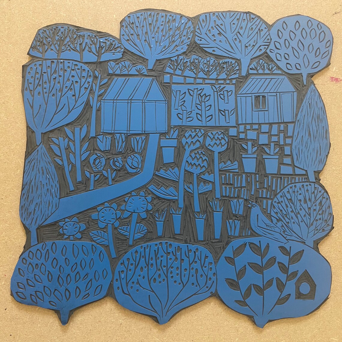 July Allotment Linocut, Lino Print - Etsy