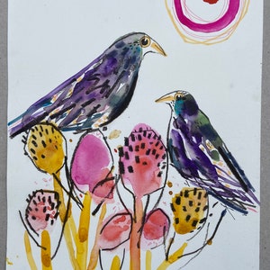 Two Starlings, Original Watercolour on Paper - Etsy