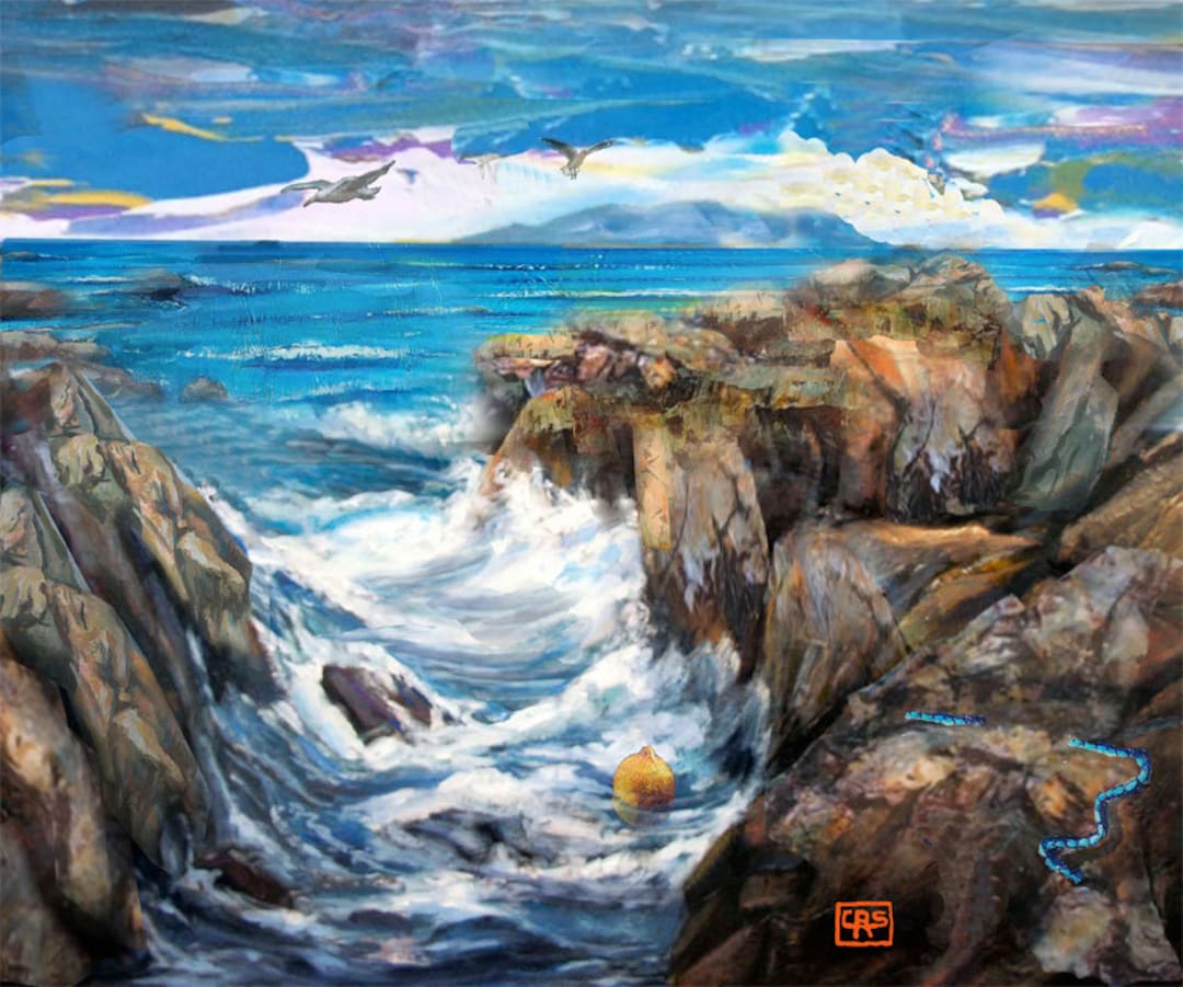 Afloat in a Gully | Wall Art | Art Print | Seascape | Surf | Waves ...