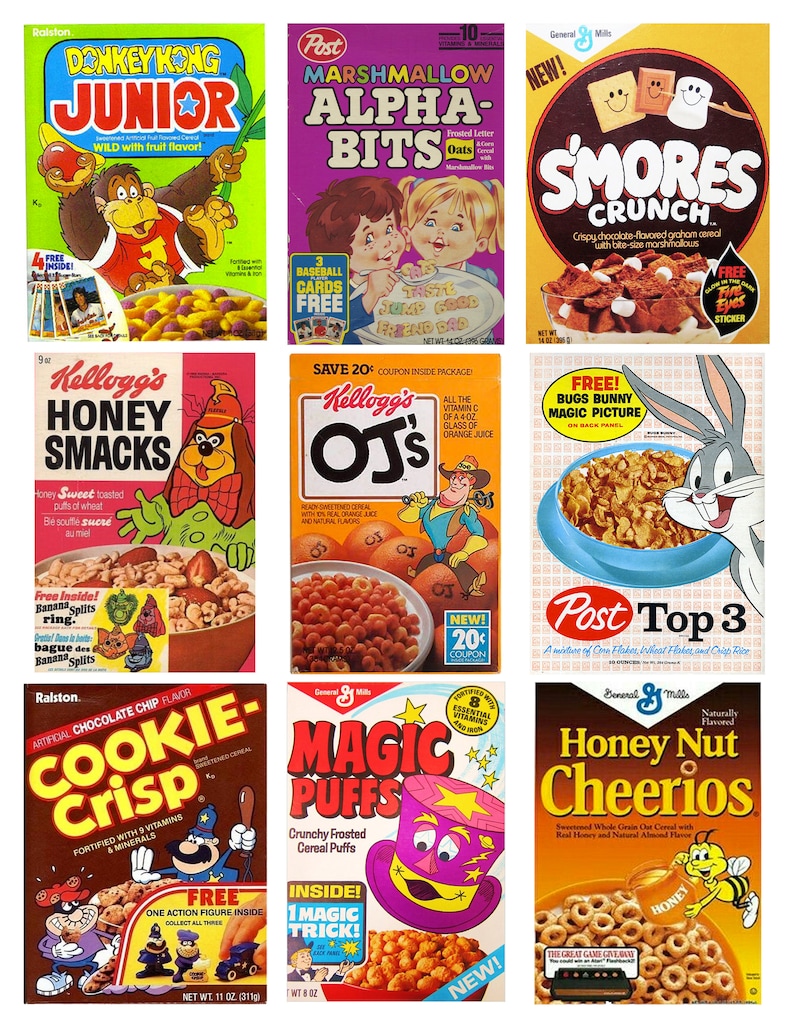 Vintage Cereal Box Art: 1960-1990 Collage Sheets (PDF & JPEG) - Etsy