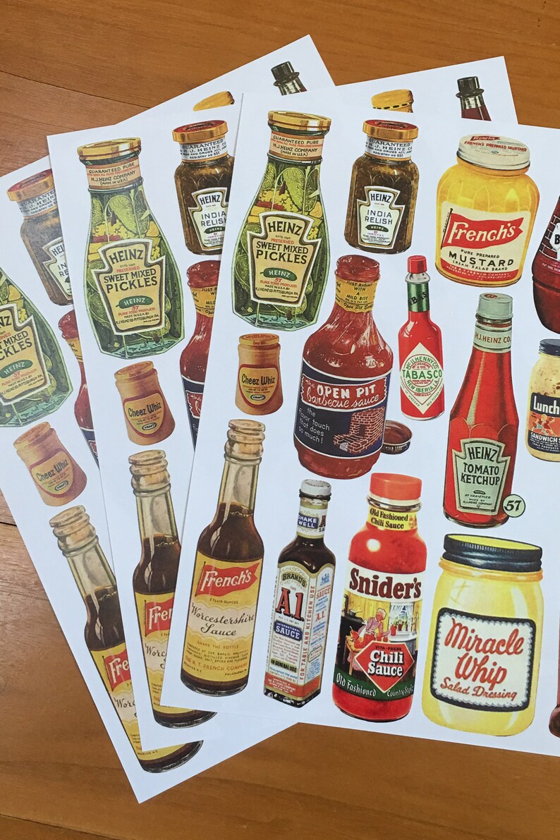 Vintage Sauce & Condiment Collage Clip Art Sheet INSTANT - Etsy