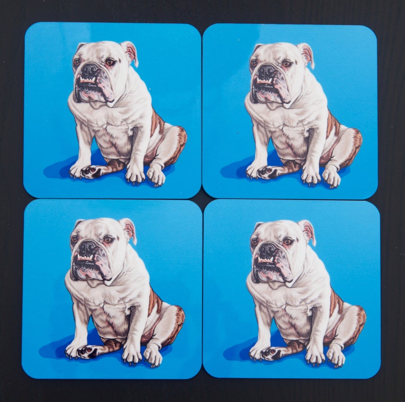 Pop Art English Bulldog Coasters, Bulldog Art, Gift for Bulldog Lover ...