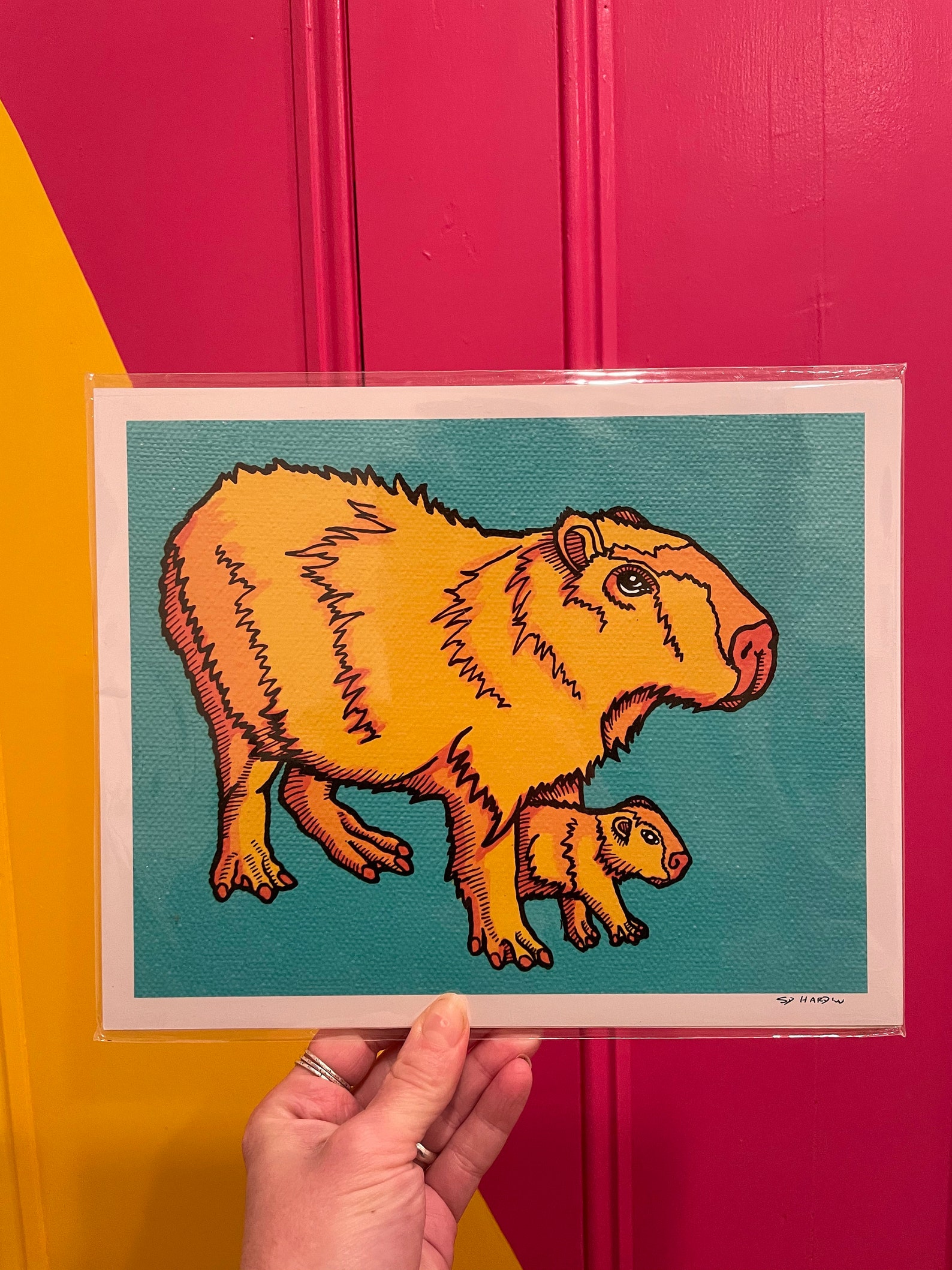 Pop Art Capybara Archival Print, Capybara Mama and Baby, Affordable ...