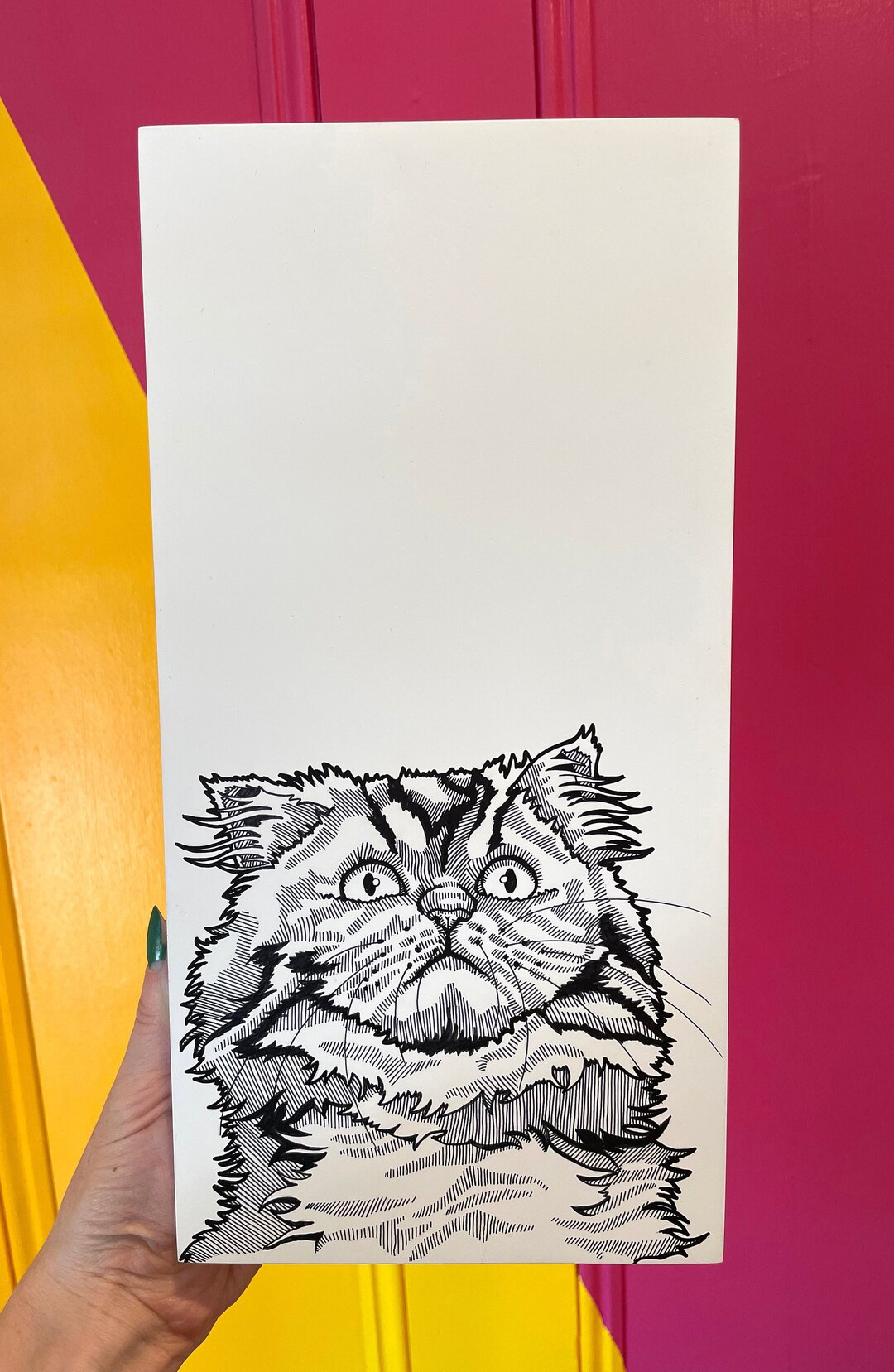 Hand Drawn Original Persian Cat Art, Persian Cat Line Art, Affordable ...