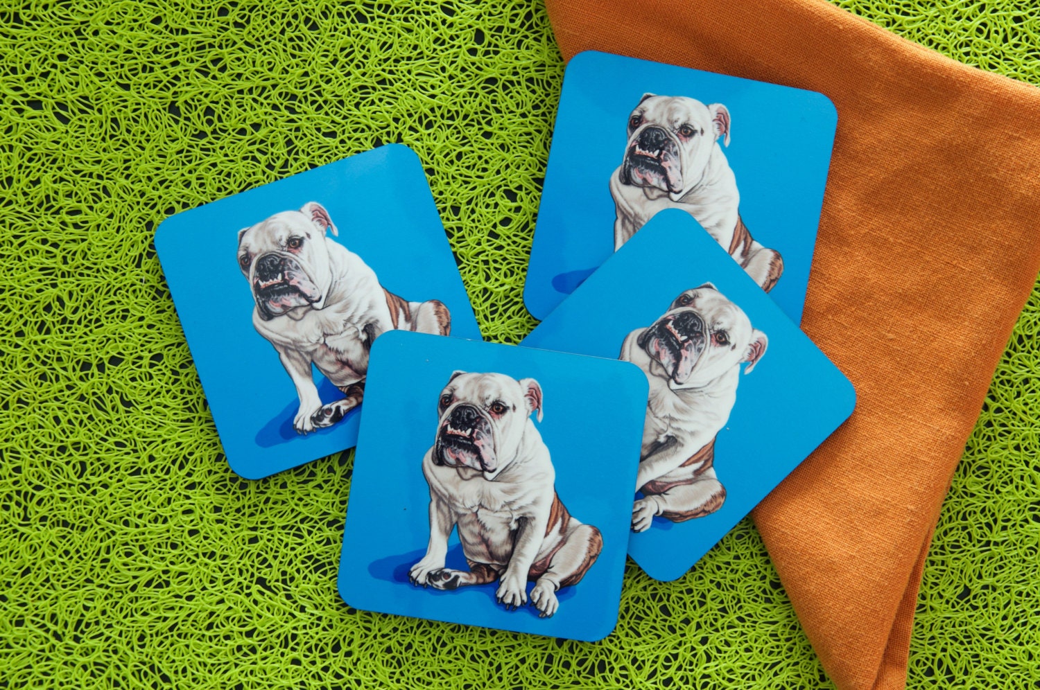 Pop Art English Bulldog Coasters, Bulldog Art, Gift for Bulldog Lover ...