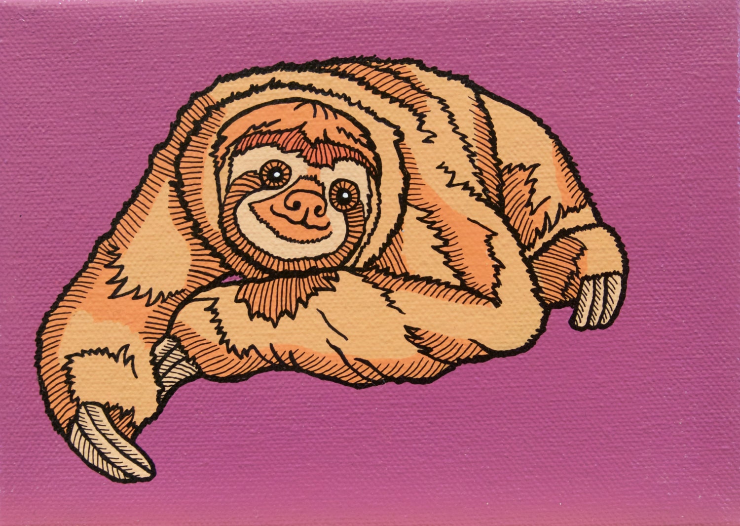 Pop Art Three-toed Sloth Painting, Original Hand-painted Sloth Art ...