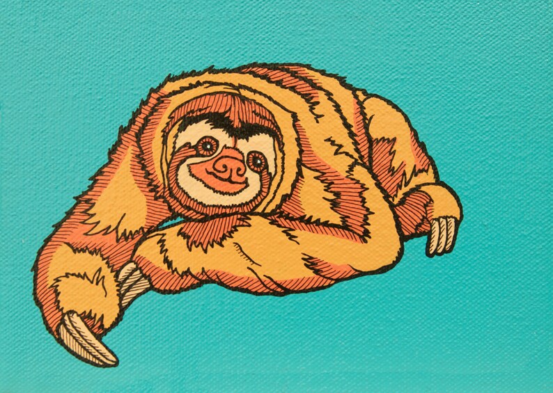 Pop Art Three Toed Sloth Archival Print Sloth Art for Nursery - Etsy
