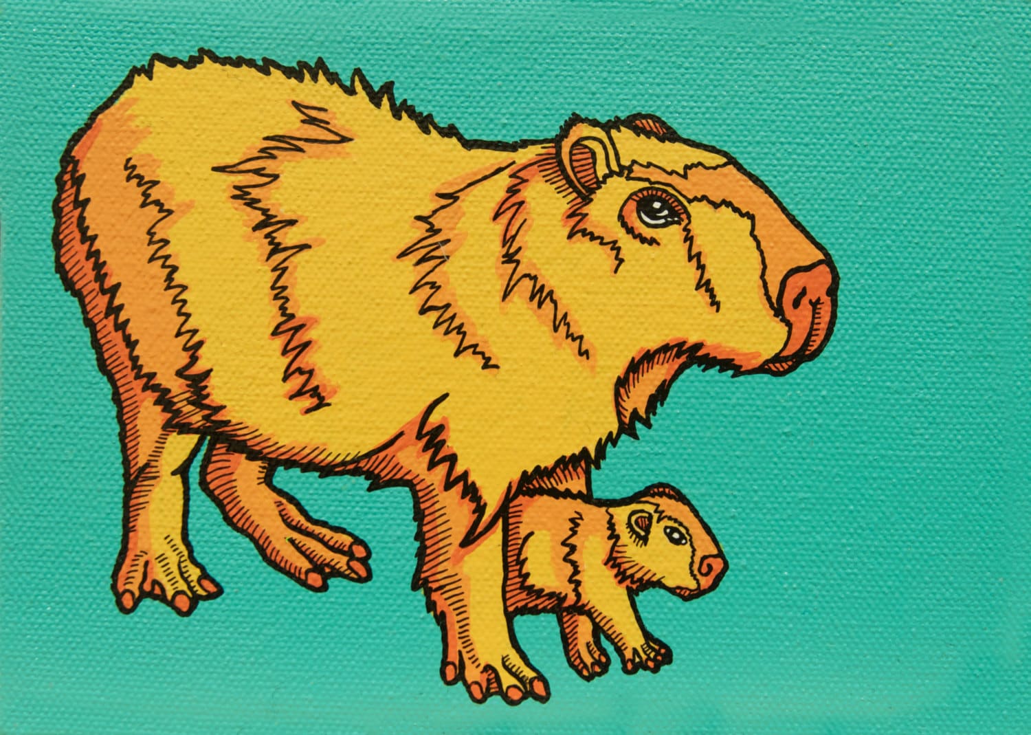 Pop Art Capybara Archival Print Capybara Mama and Baby - Etsy