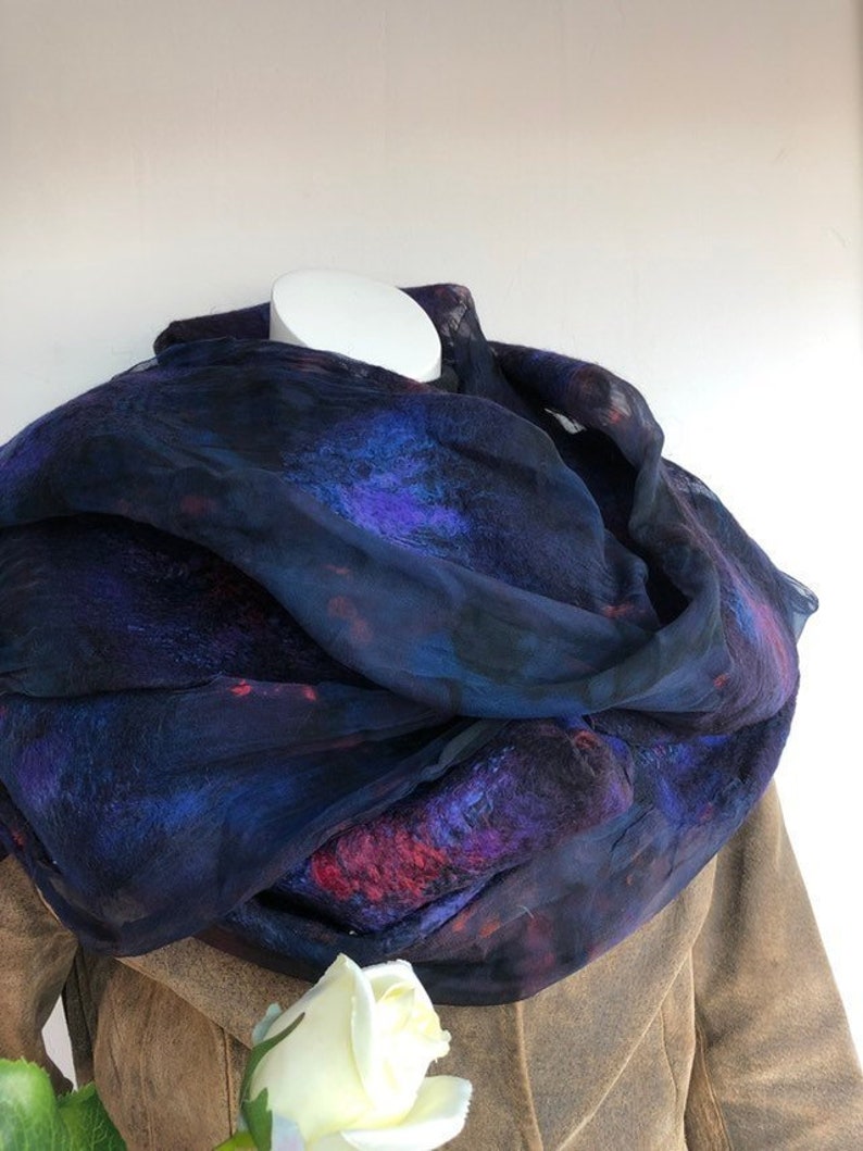 Nuno Felt Shawl, Silk Felt Scarf, Wrap, Black. Handmade for Women. - Etsy
