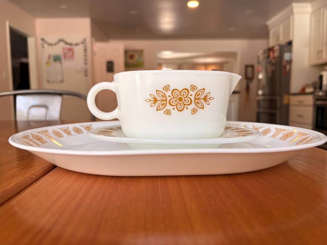 Corelle Vintage Gold Butterfly Pattern Gravy and Serving Platter - Etsy
