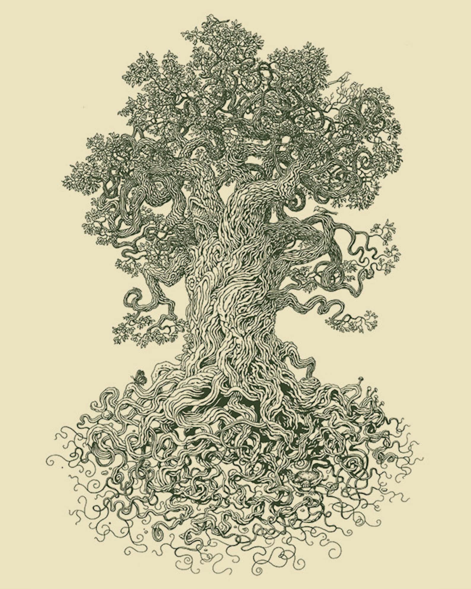 Gnarled Tree Art Print, Tree Print, Tree Wall Art, Branches, Tree Art ...