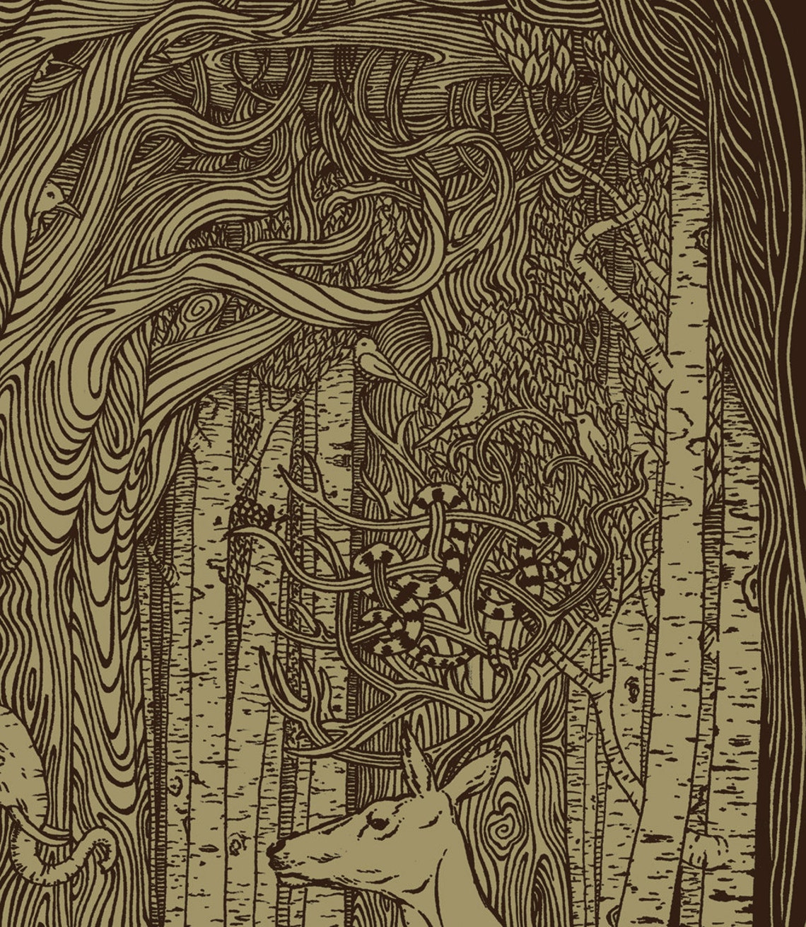 Tangled Forest Forest Art Print, Forest Animal Print, Tree Wall Art ...