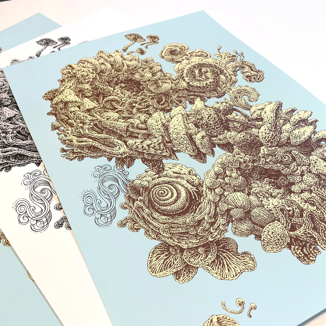 Mushroom Menagerie Screenprint, Limited Edition of 100, Signed and ...