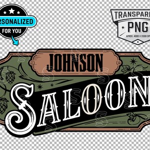 Custom Saloon Sign PNG - Vintage Western Bar Logo | Personalized ...