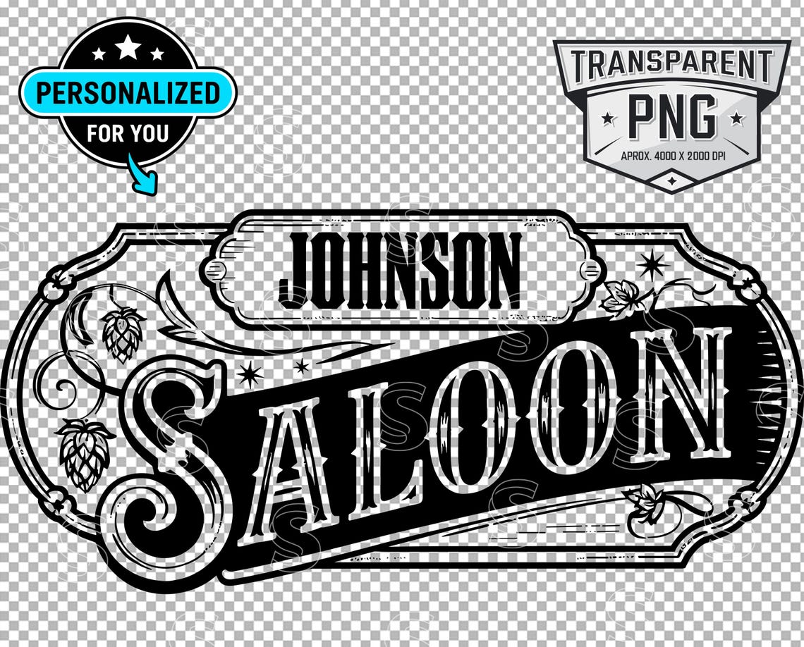 Custom Saloon Sign PNG - Vintage Western Bar Logo | Personalized ...