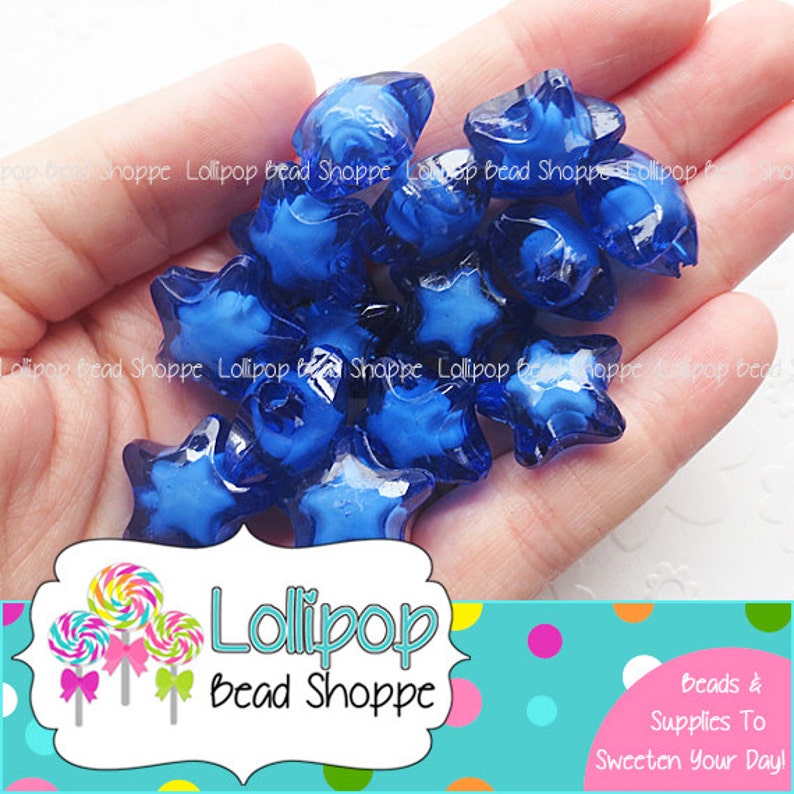 DARK BLUE Star Beads 20mm Acrylic Faceted Puffy Stars | Etsy