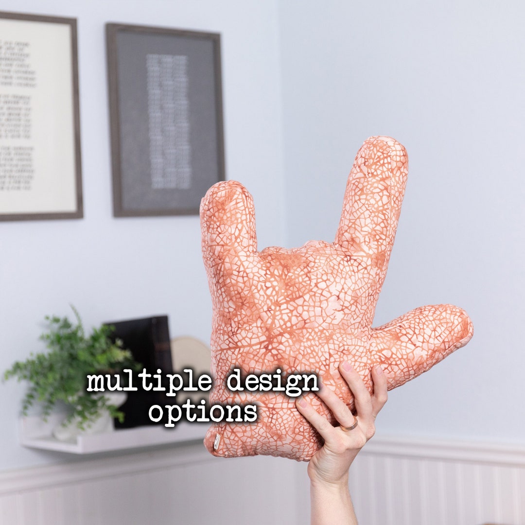 ASL ILY Pillow I Love You Hand Shape // Pink Crackle Print // Choose ...