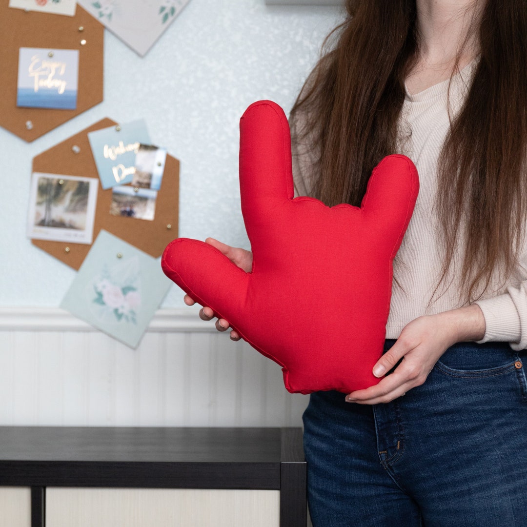 ASL ILY Pillow (I Love You) Hand Shape // Various Shades of Red Pillows ...