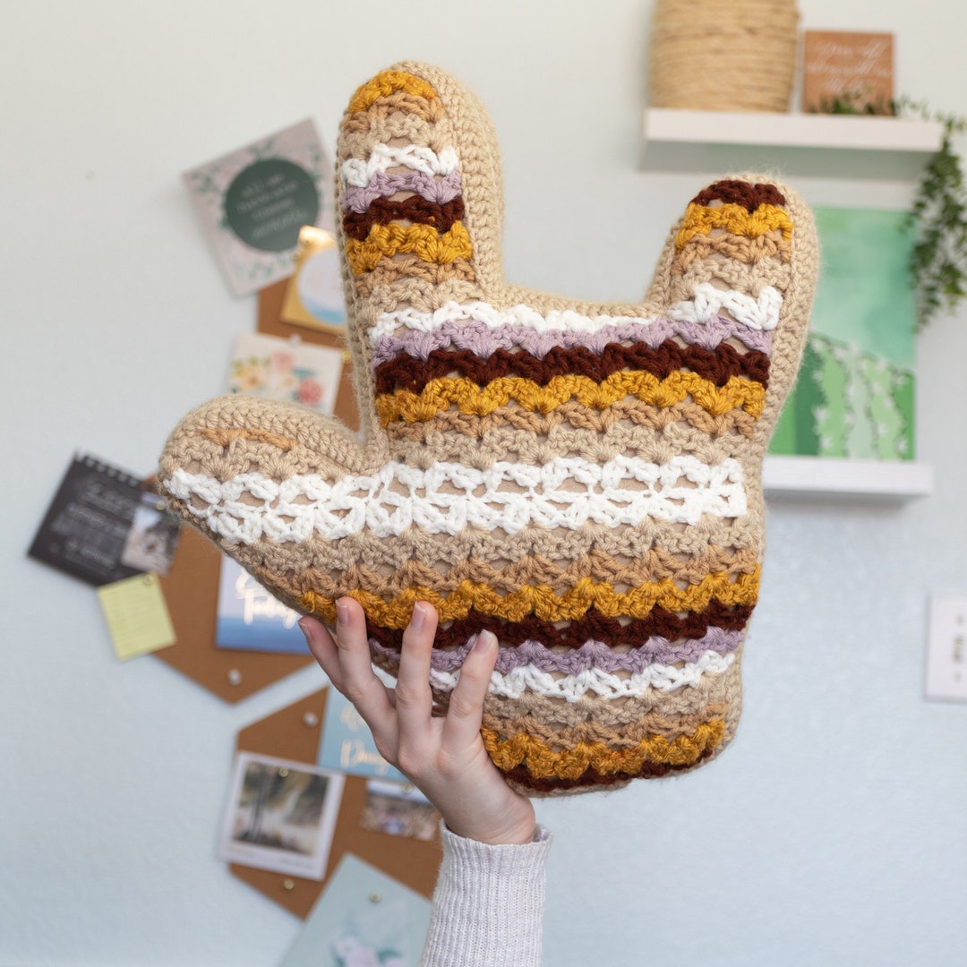 ASL ILY Pillow I Love You Hand Shape // Tan, White, Gold, Maroon and ...