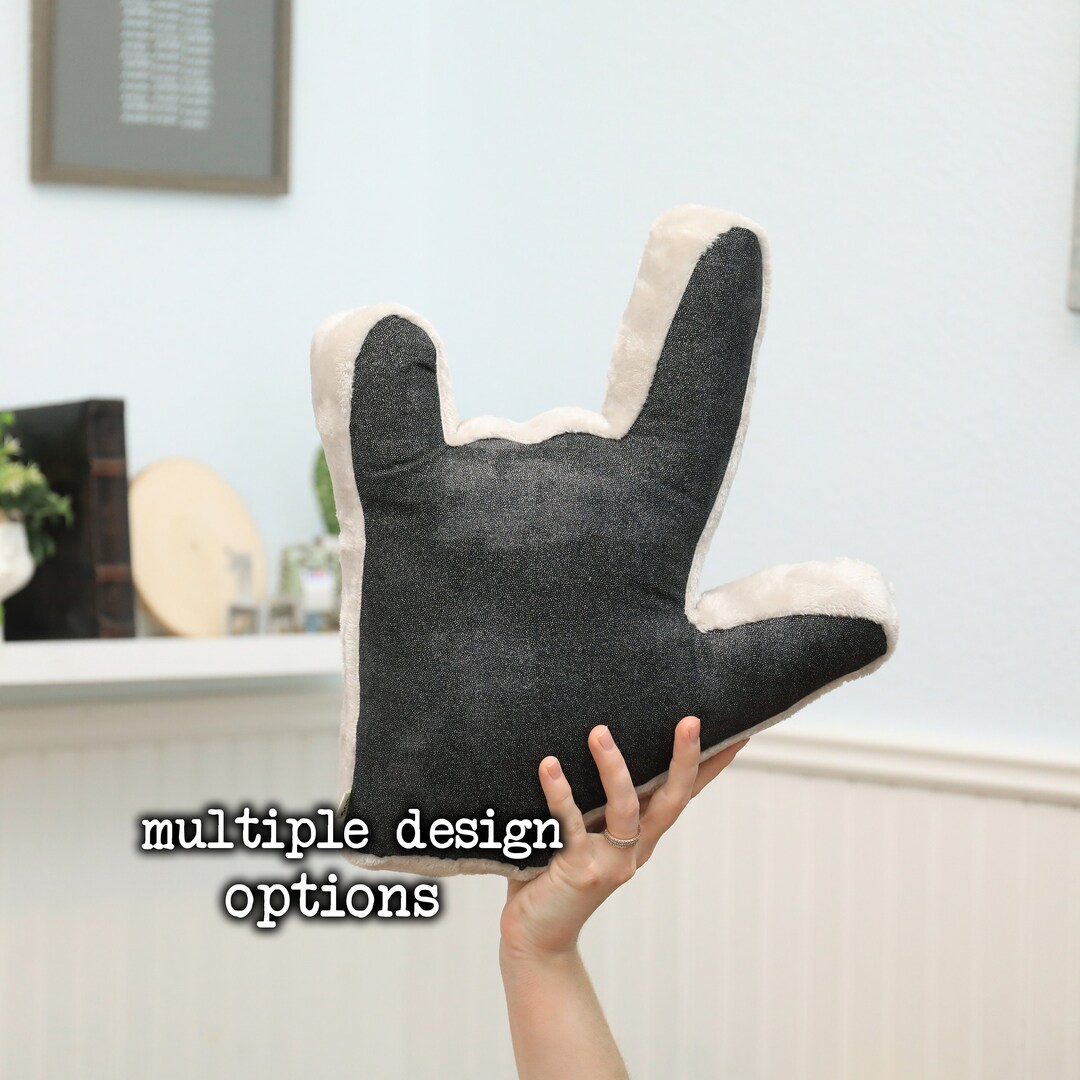 ASL ILY Pillow I Love You Hand Shape // Silver Sparkle on Black/dark ...