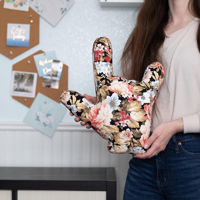 Choose Your Color ILY Pillow I Love You Hand Shape // Floral Bouquet ...
