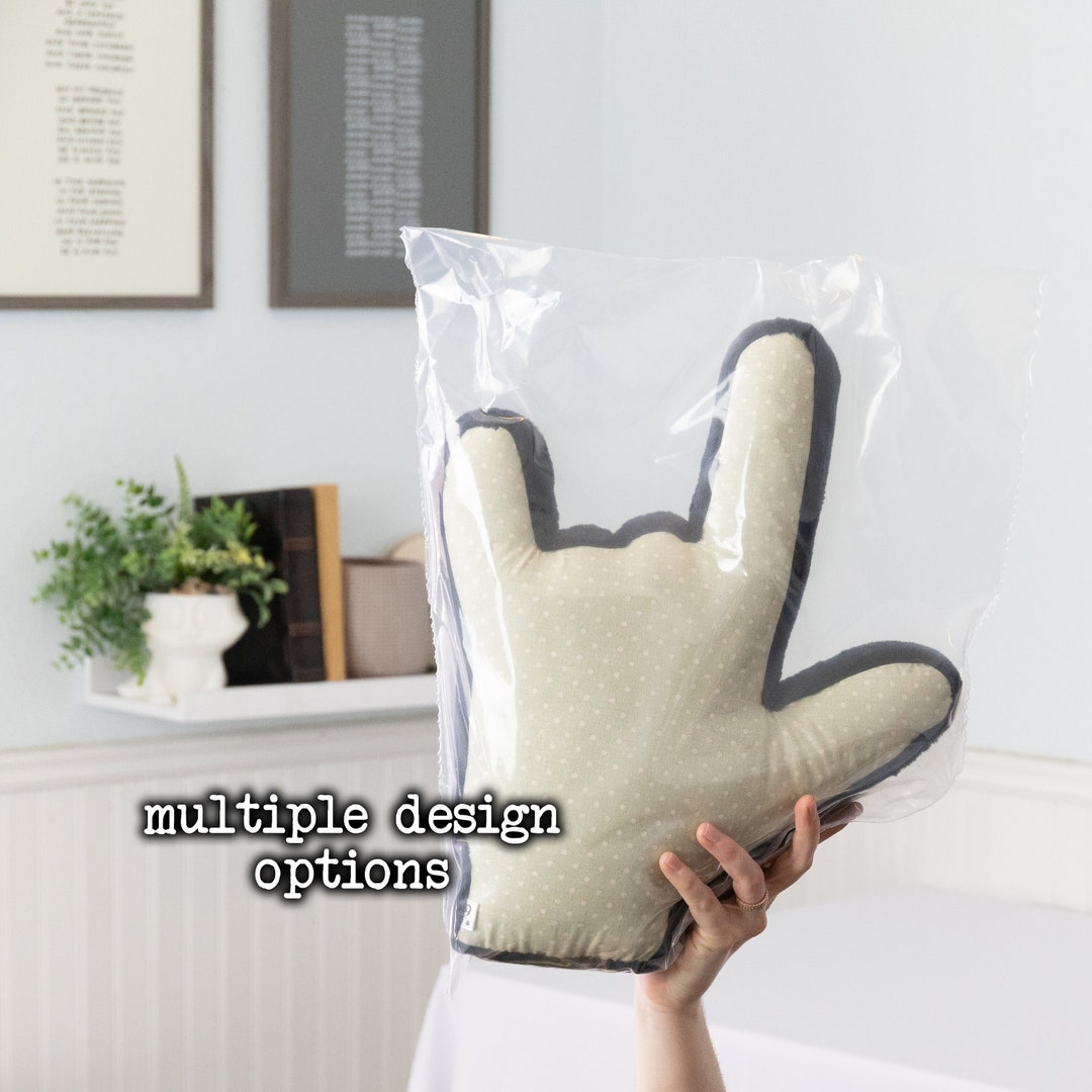 ASL ILY Pillow I Love You Hand Shape // Vintage Green With Cream Polka ...