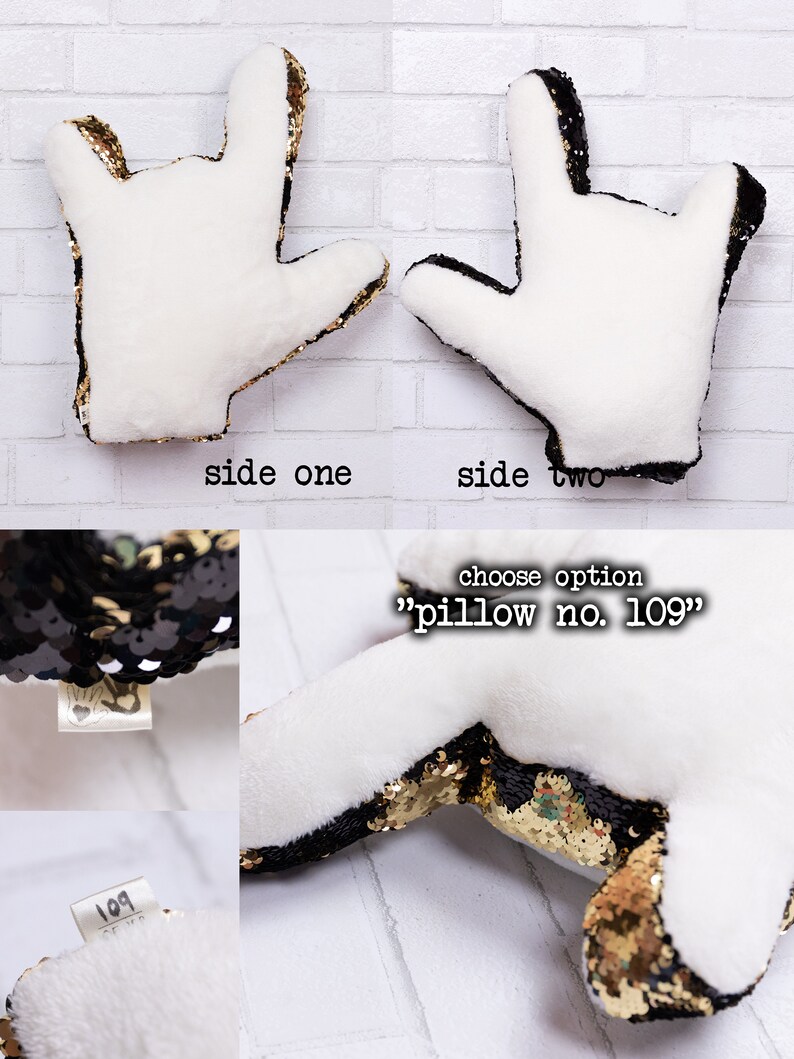 ILY Pillow I Love You Hand Shape // Black and Gold Mermaid | Etsy