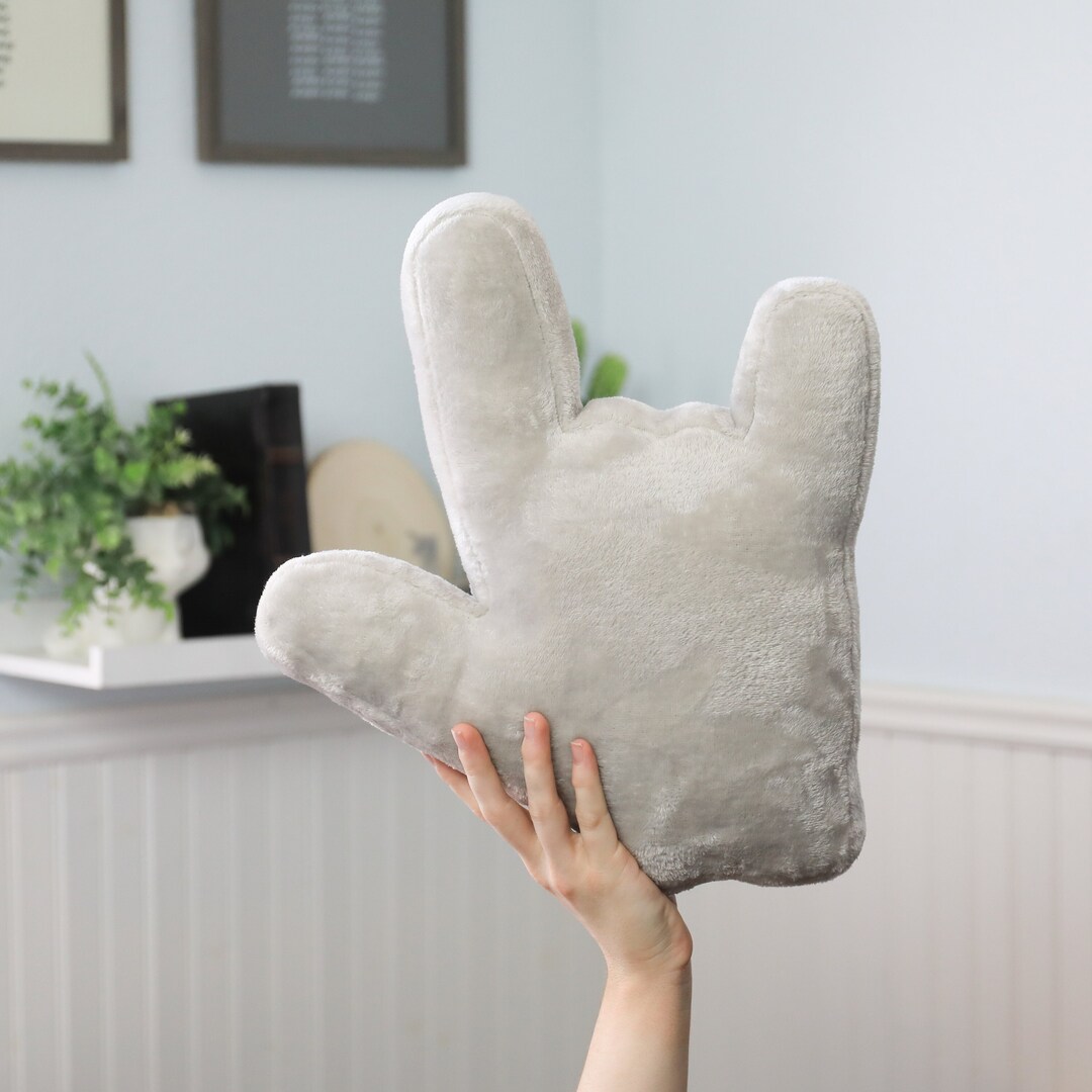 ASL ILY Pillow I Love You Hand Shape // Light Gray Microplush // Choose ...