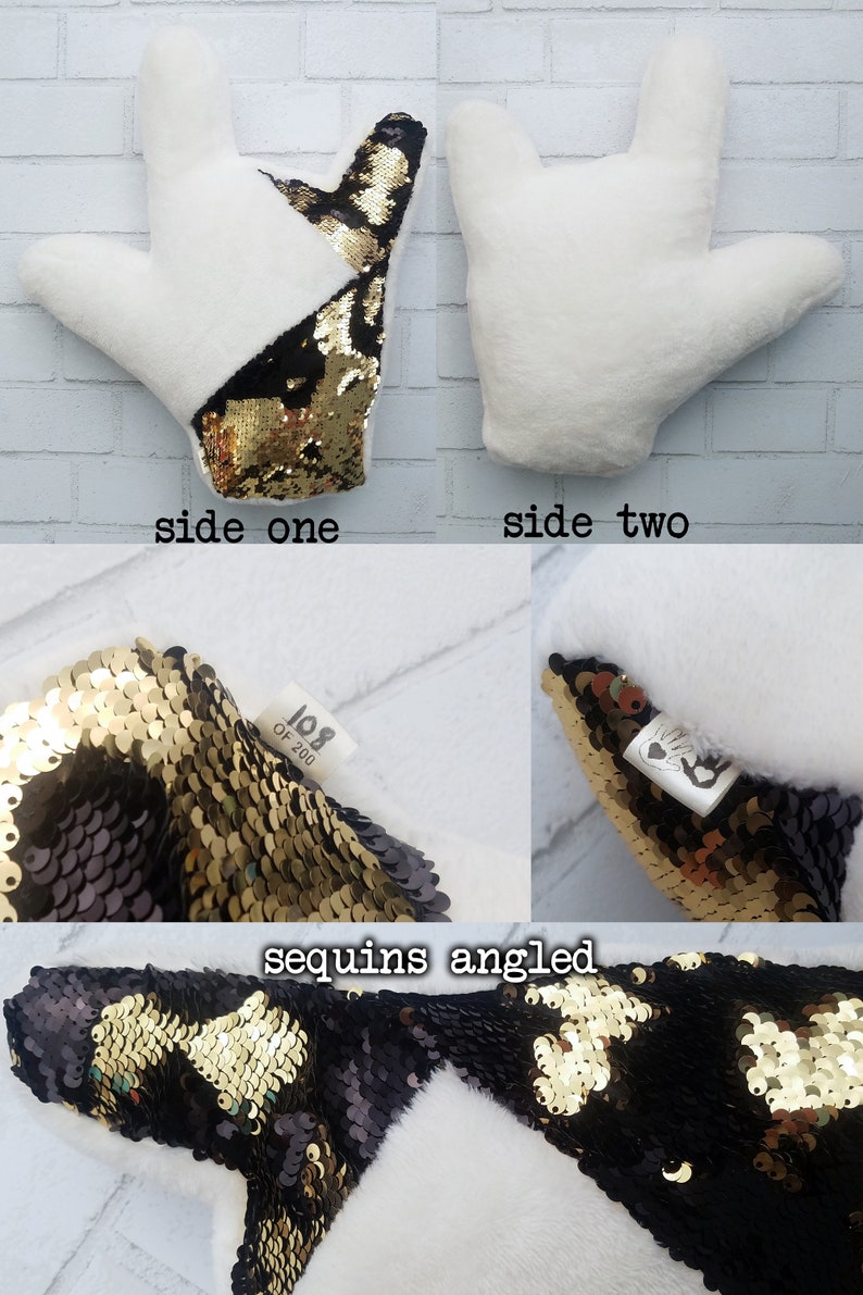 ILY Pillow I Love You Hand Shape // Black and Gold Mermaid - Etsy