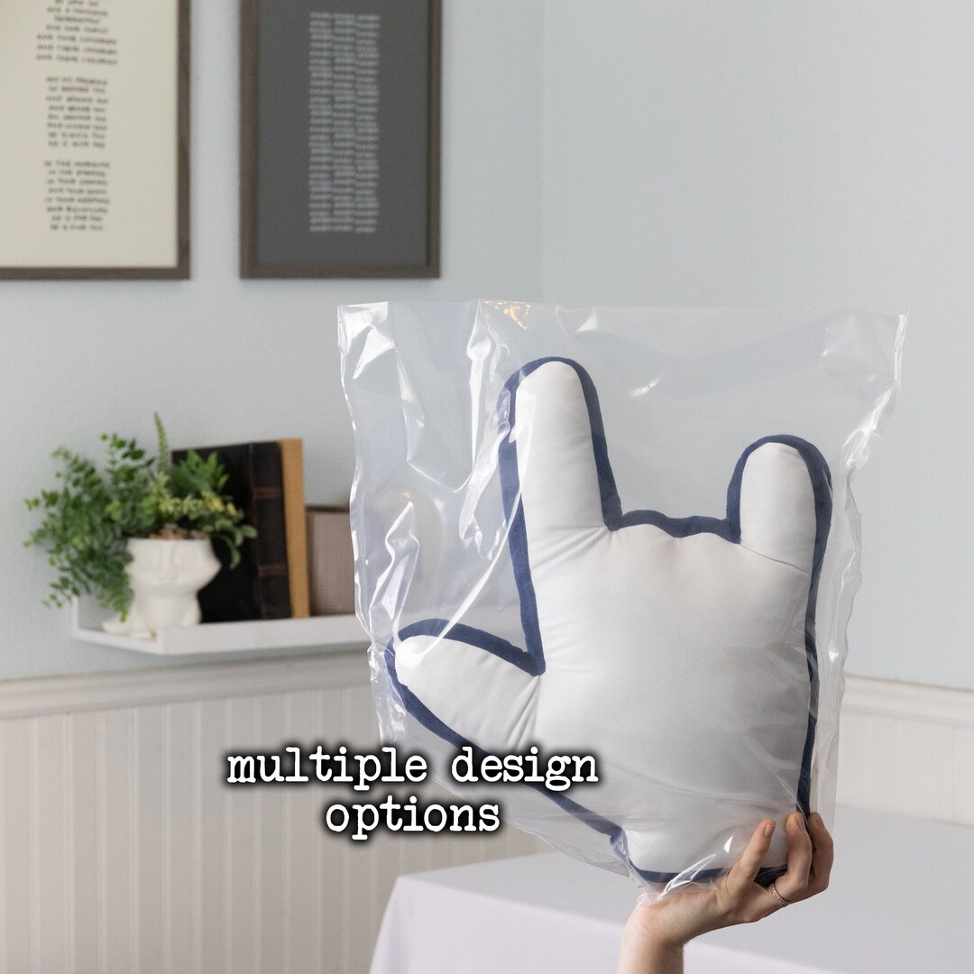 ASL ILY Pillow I Love You Hand Shape // Solid White With Unique Trim ...