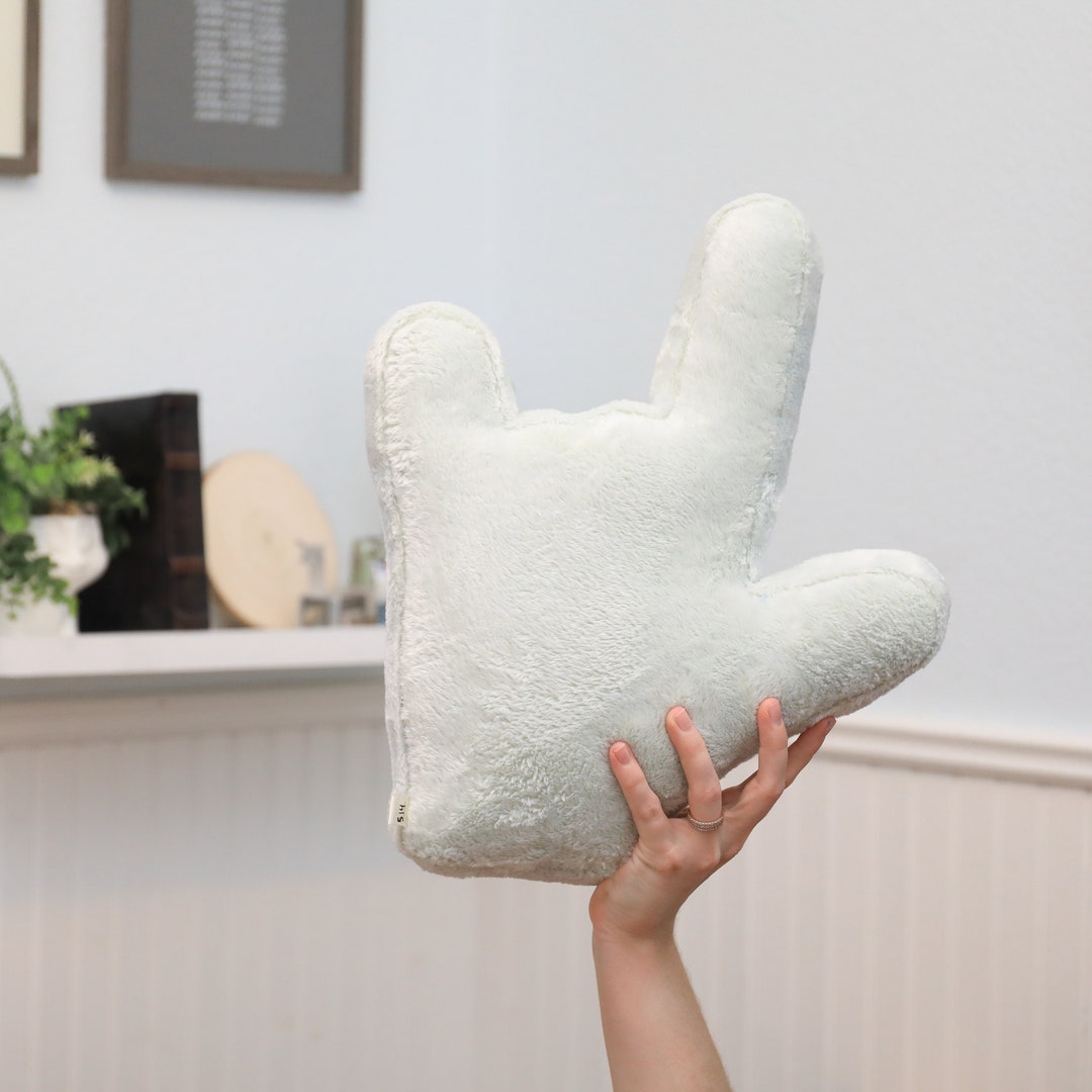 ASL ILY Pillow I Love You Hand Shape // Pale Green Microplush // Choose ...