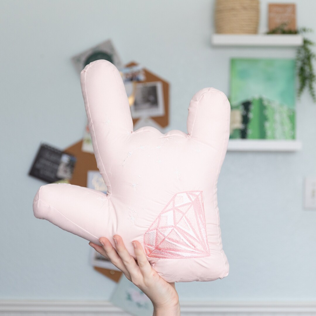 ASL ILY Pillow I Love You Hand Shape // Sparkle and Pink Diamond ...