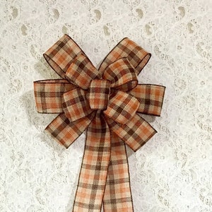 Fall Wreath Bow/ Fall Plaid Burlap Bow/ Autumn Wreath Bow/ - Etsy