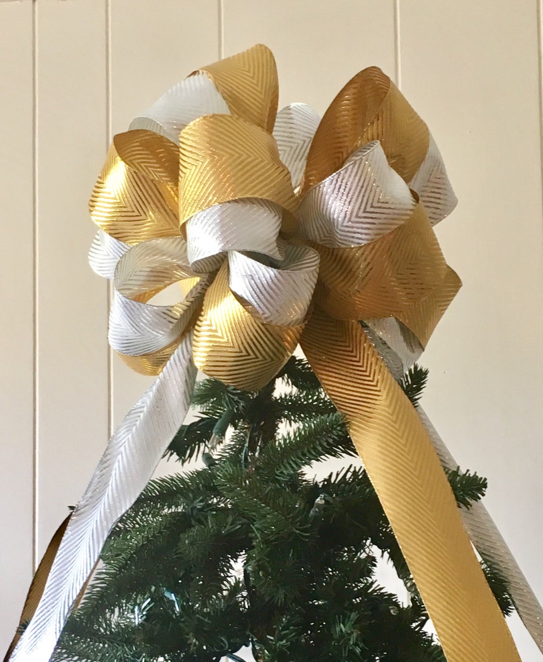 Metallic Tree Topper/ Metallic Luxe Tree Topper Bow/ Gold Bow/ - Etsy