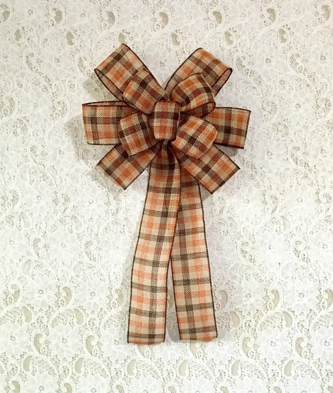 Fall Wreath Bow/ Fall Plaid Burlap Bow/ Autumn Wreath Bow/ - Etsy